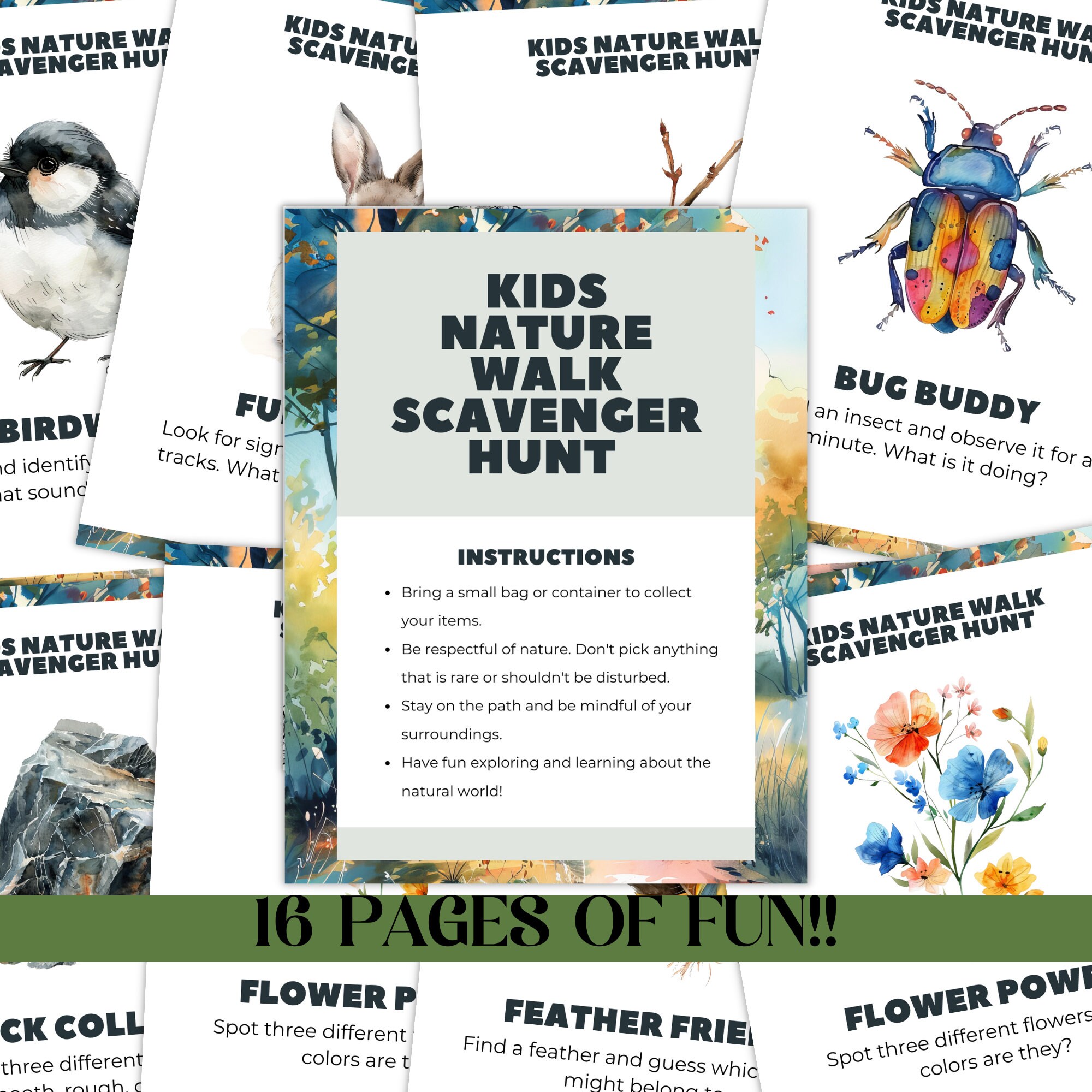 Printable Kids Nature Walk Activities/homeschool Kids Activity Pages ...