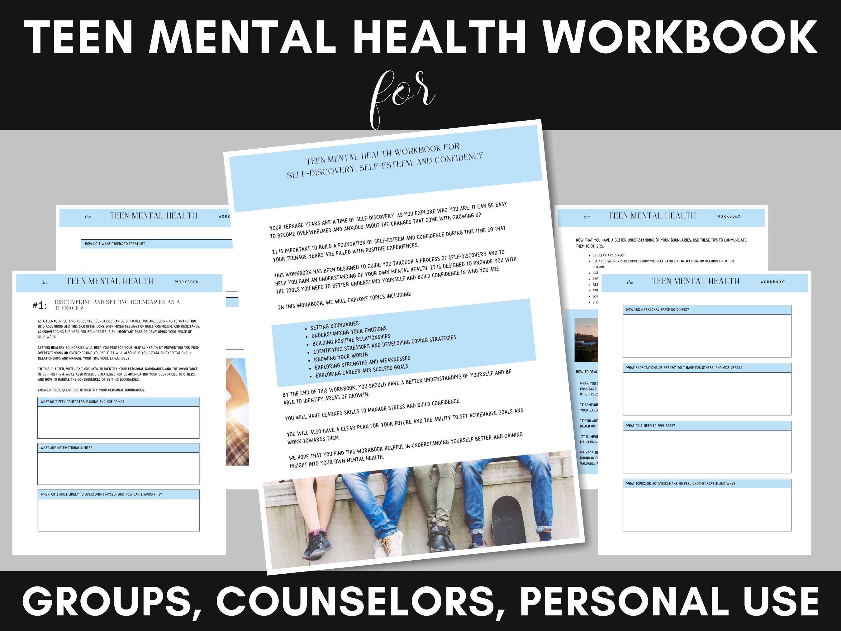 Printable Teen Mental Health Workbook/50-page Workbook/mental Health ...