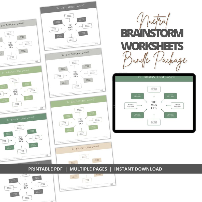 Editable Brainstorm Worksheet Templates/fully Editable Canva Template ...