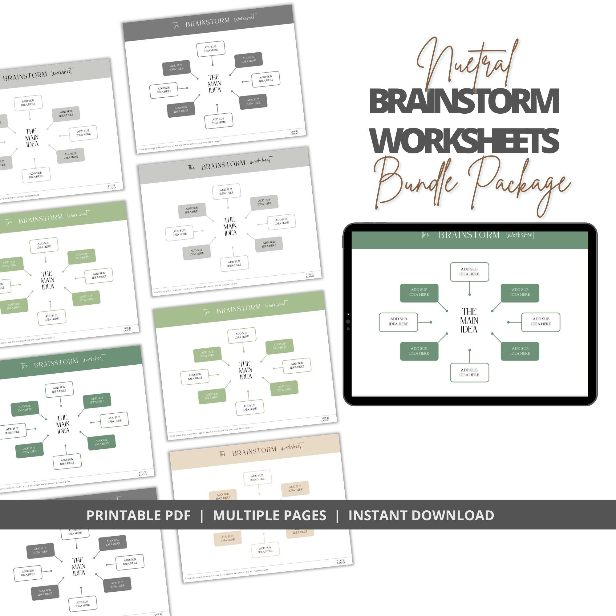 Editable Brainstorm Worksheet Templates/fully Editable Canva Template ...