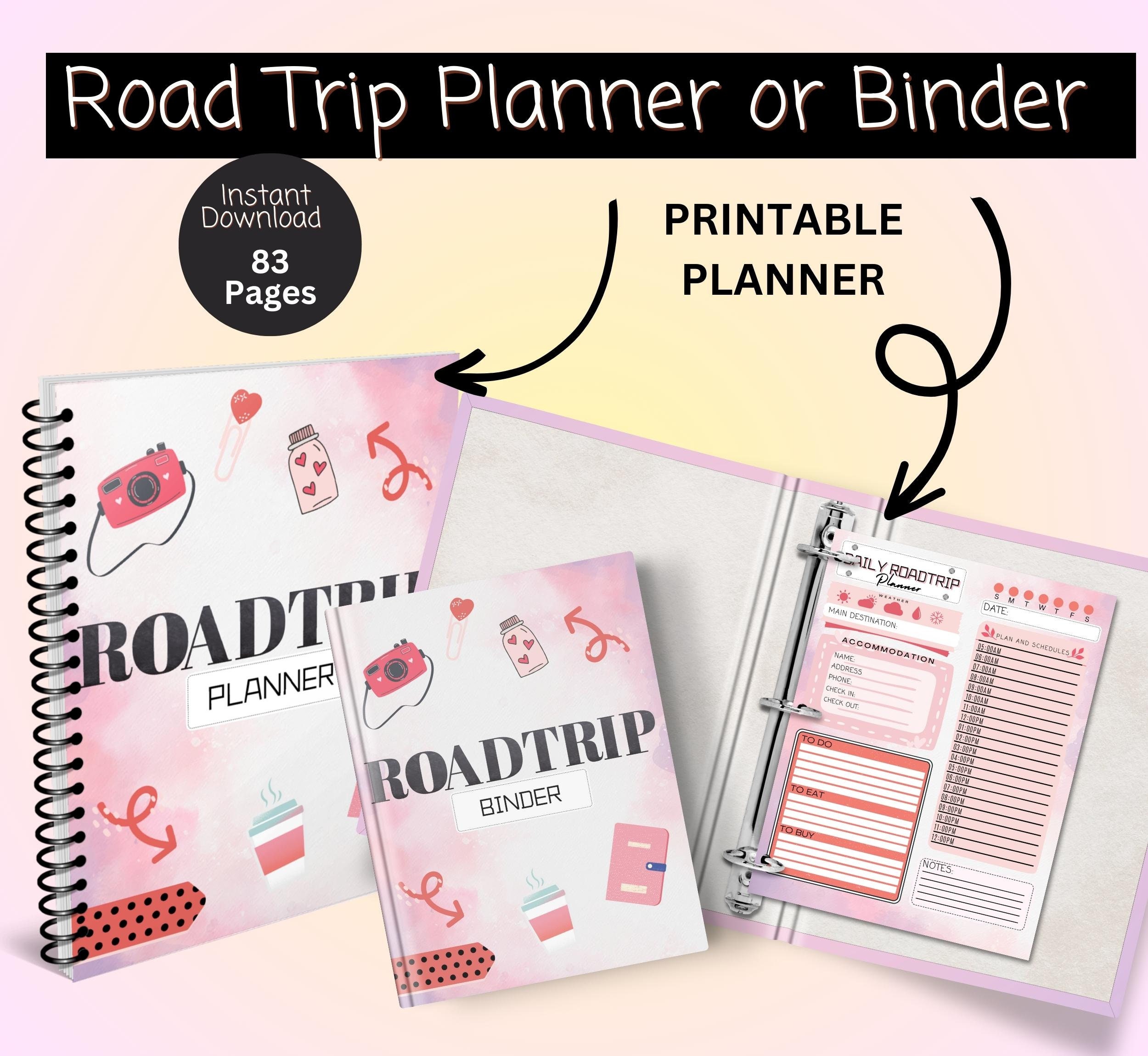 Printable Road Trip Planner/landscape and Two-page Calendars/weekly ...