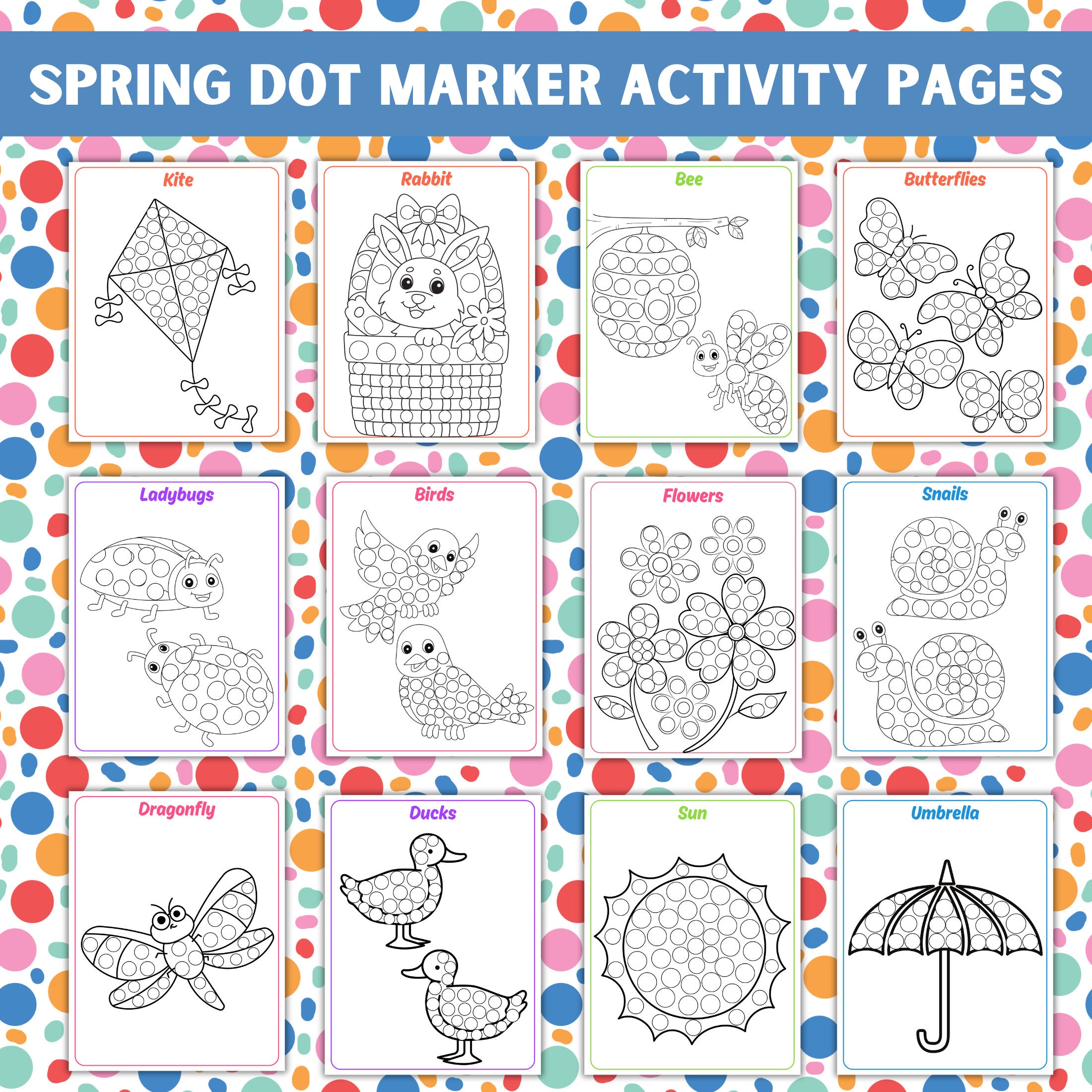 Spring Dot Activity Pages/kids Dot Marker Coloring Pages/kids Spring ...