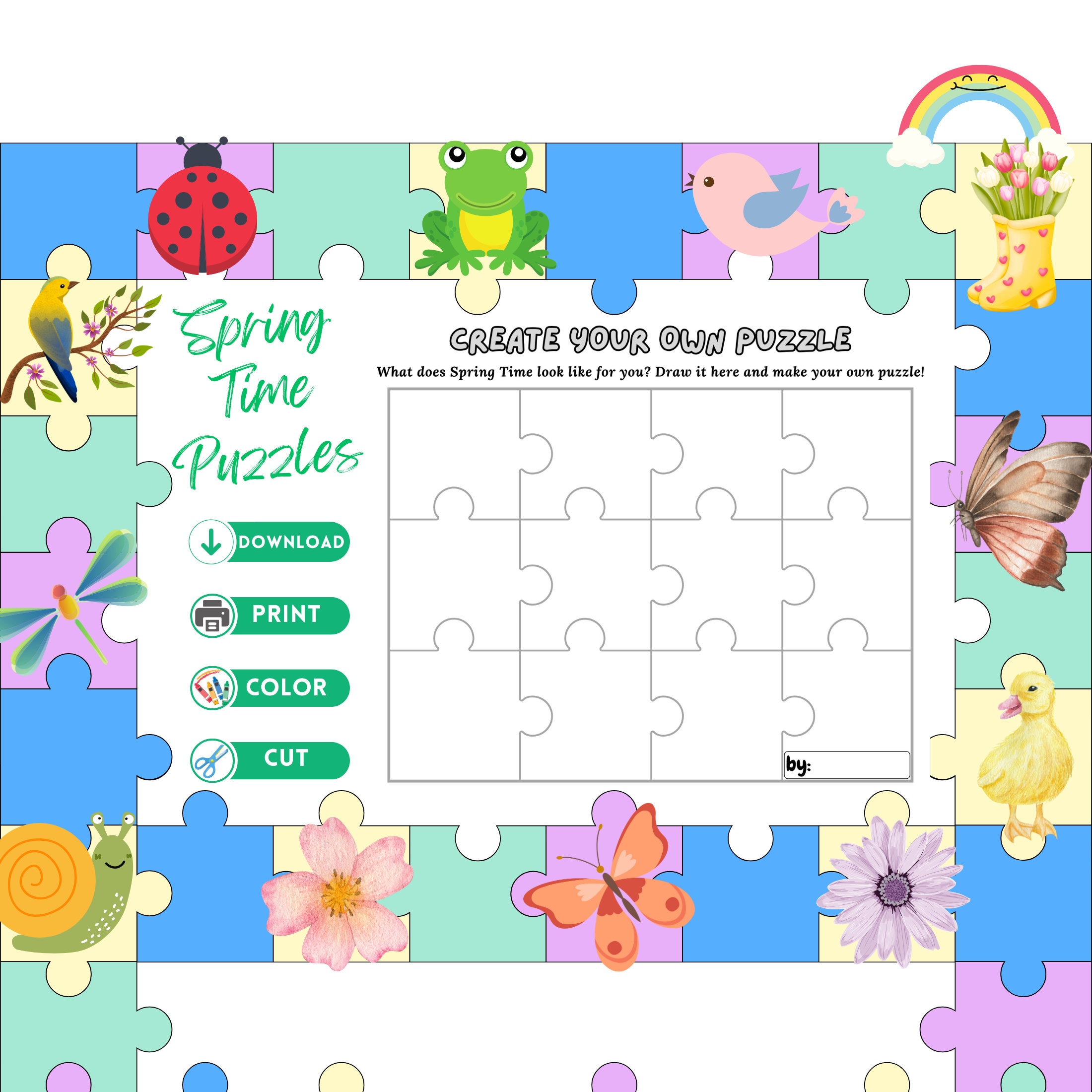 Printable Spring Puzzles for Kids/kids Spring Puzzles/spring Kids Games ...