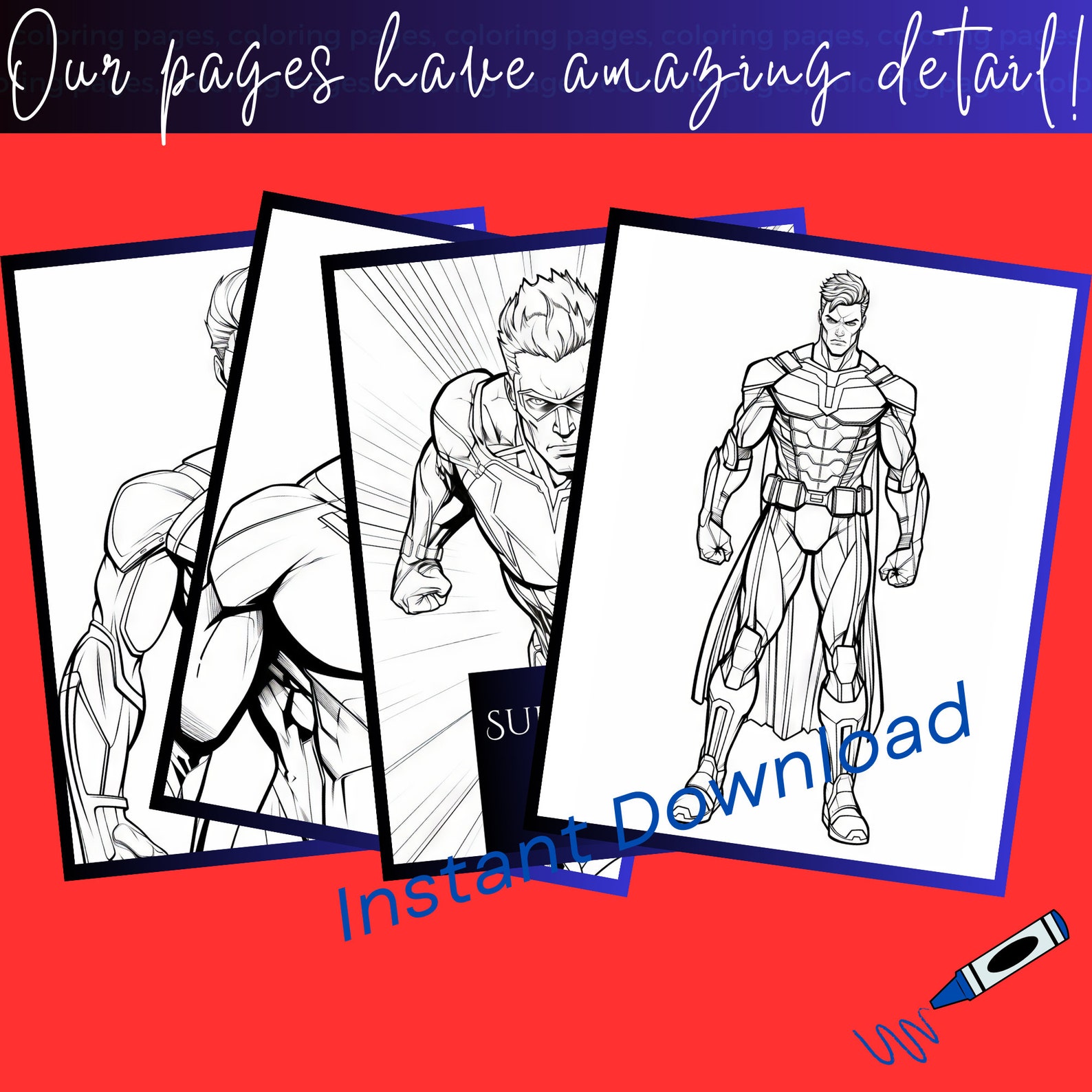 Printable Super Heroes Coloring Book Pages/adult and Kids Coloring ...