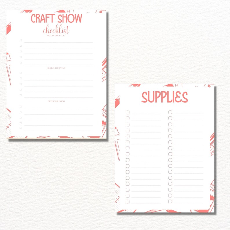 Editable Craft Show Planner Template/coral Craft Fair - Etsy