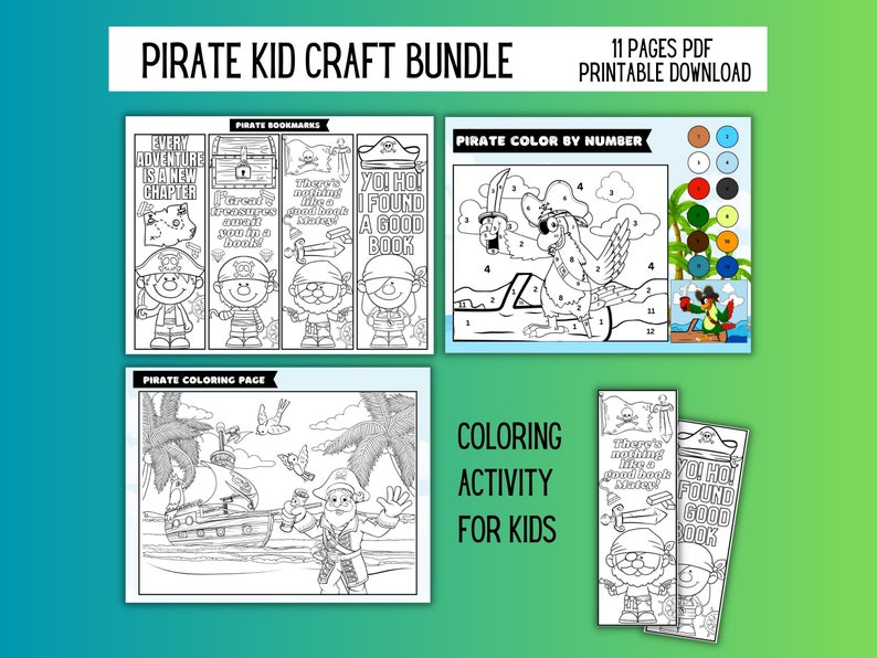 Pirate Kid's Craft Activity Bundle/printable Pdf/11-page Kids Pirate ...