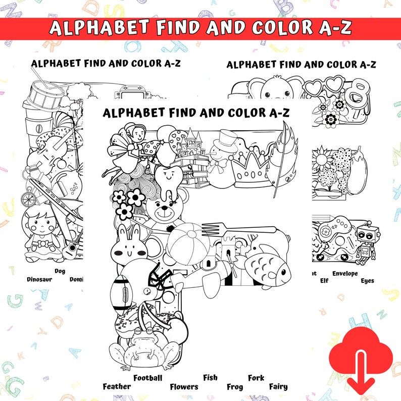 Printable Alphabet Find and Color/printable Instant Download Preschool ...