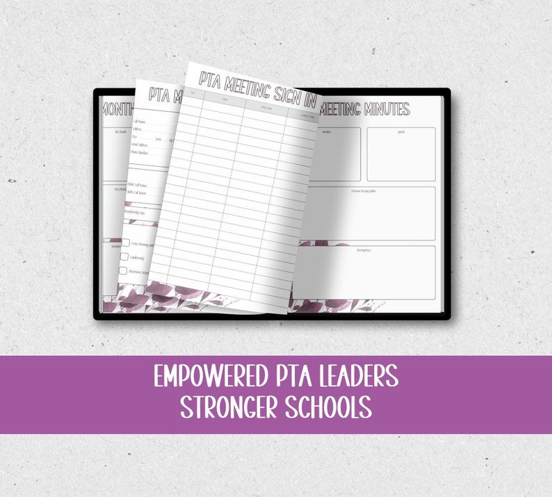 Editable Printable PTA Leader Planner/98-page Purple Floral Planner ...