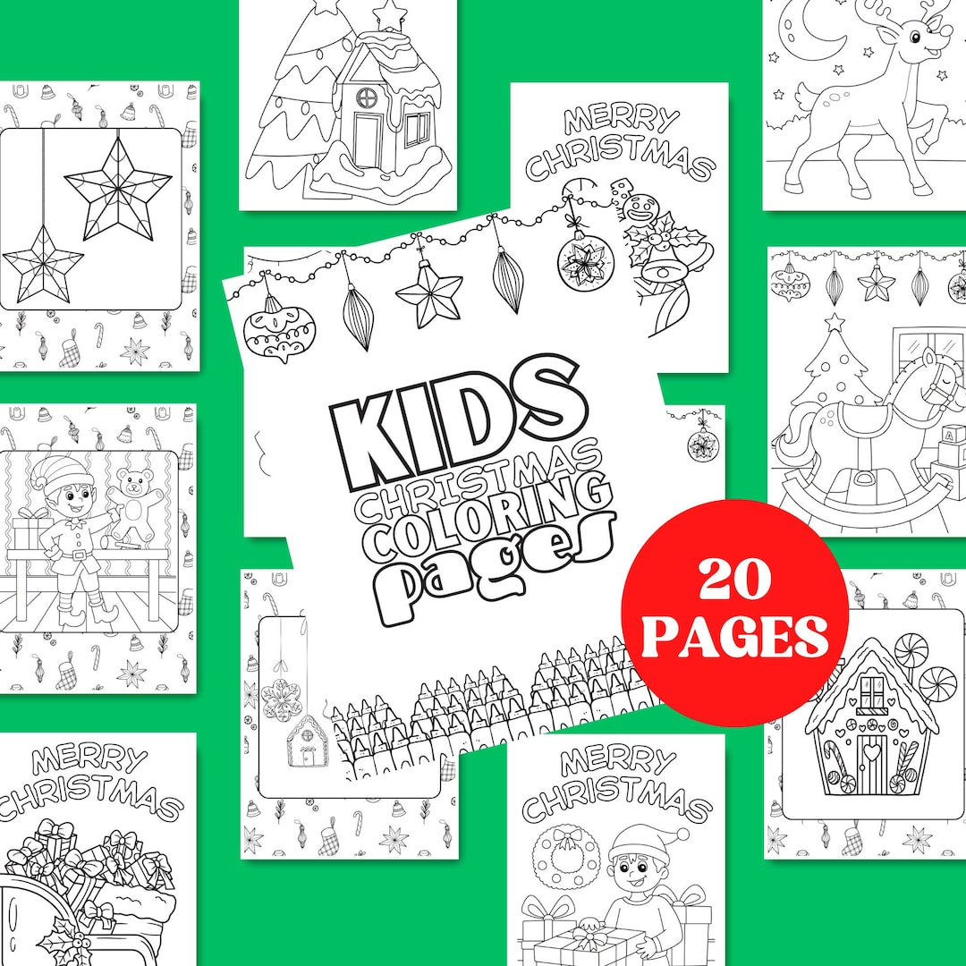 Printable Christmas Coloring Pages/20 Kids Coloring Pages/instant ...