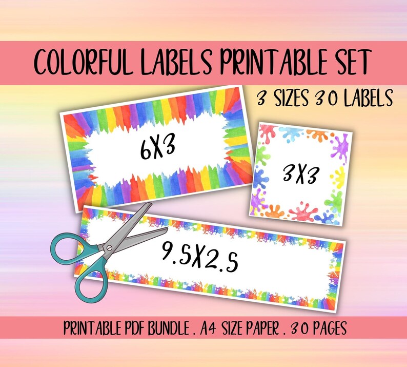 Printable Blank Labels Set/30 Printable Stickers/watercolor Blank ...