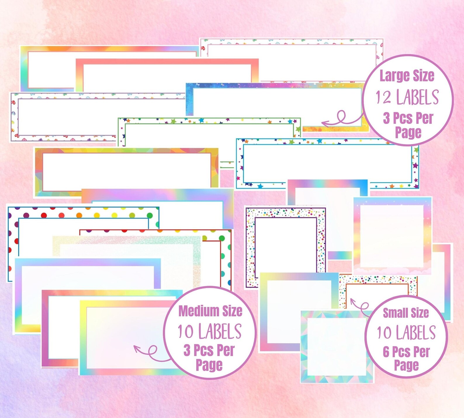 Printable Blank Labels Set/30 Printable Stickers/watercolor Blank ...