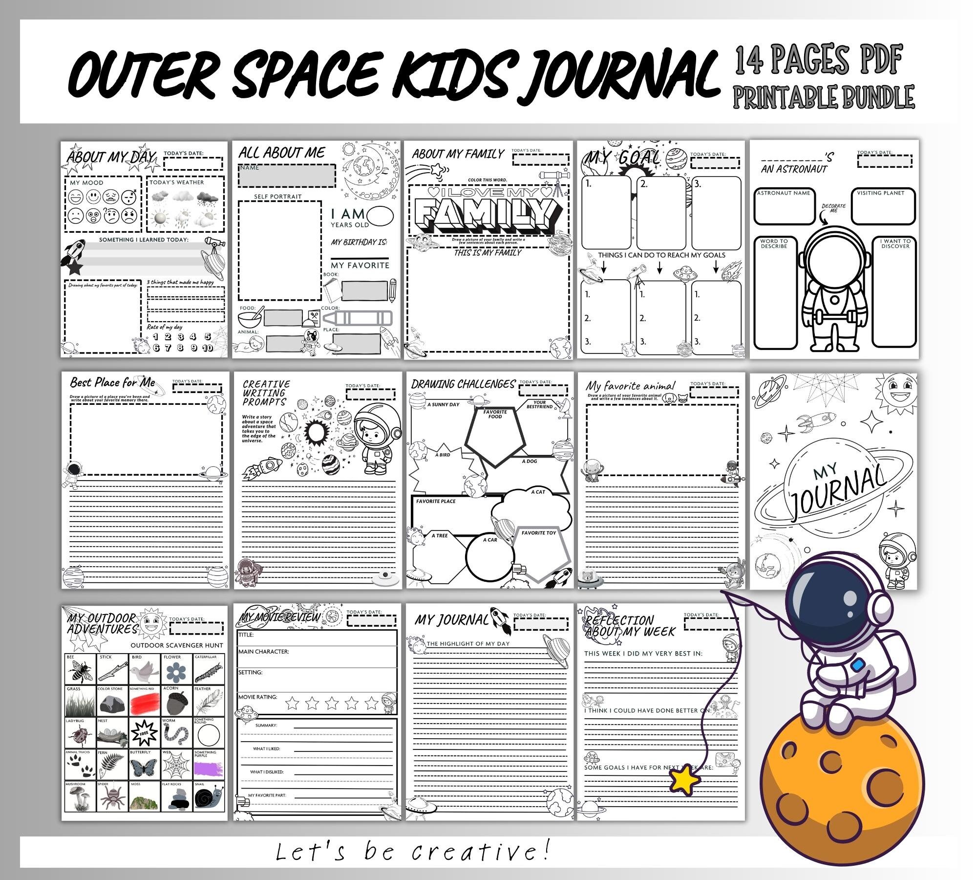 Kids Outer Space Journal/printable PDF Space Journal/15-page Kids ...