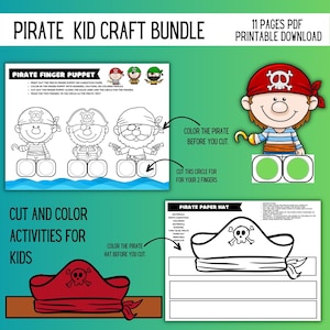 Pirate Kid's Craft Activity Bundle/printable Pdf/11-page Kids Pirate ...