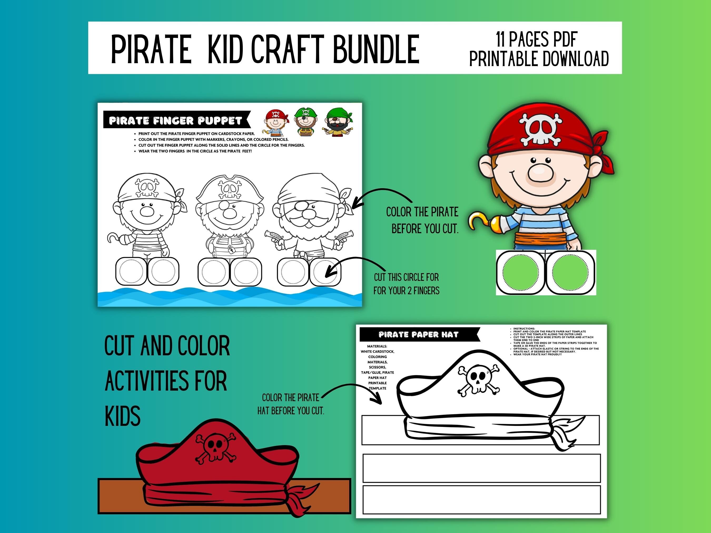 Pirate Kid's Craft Activity Bundle/printable Pdf/11-page Kids Pirate ...