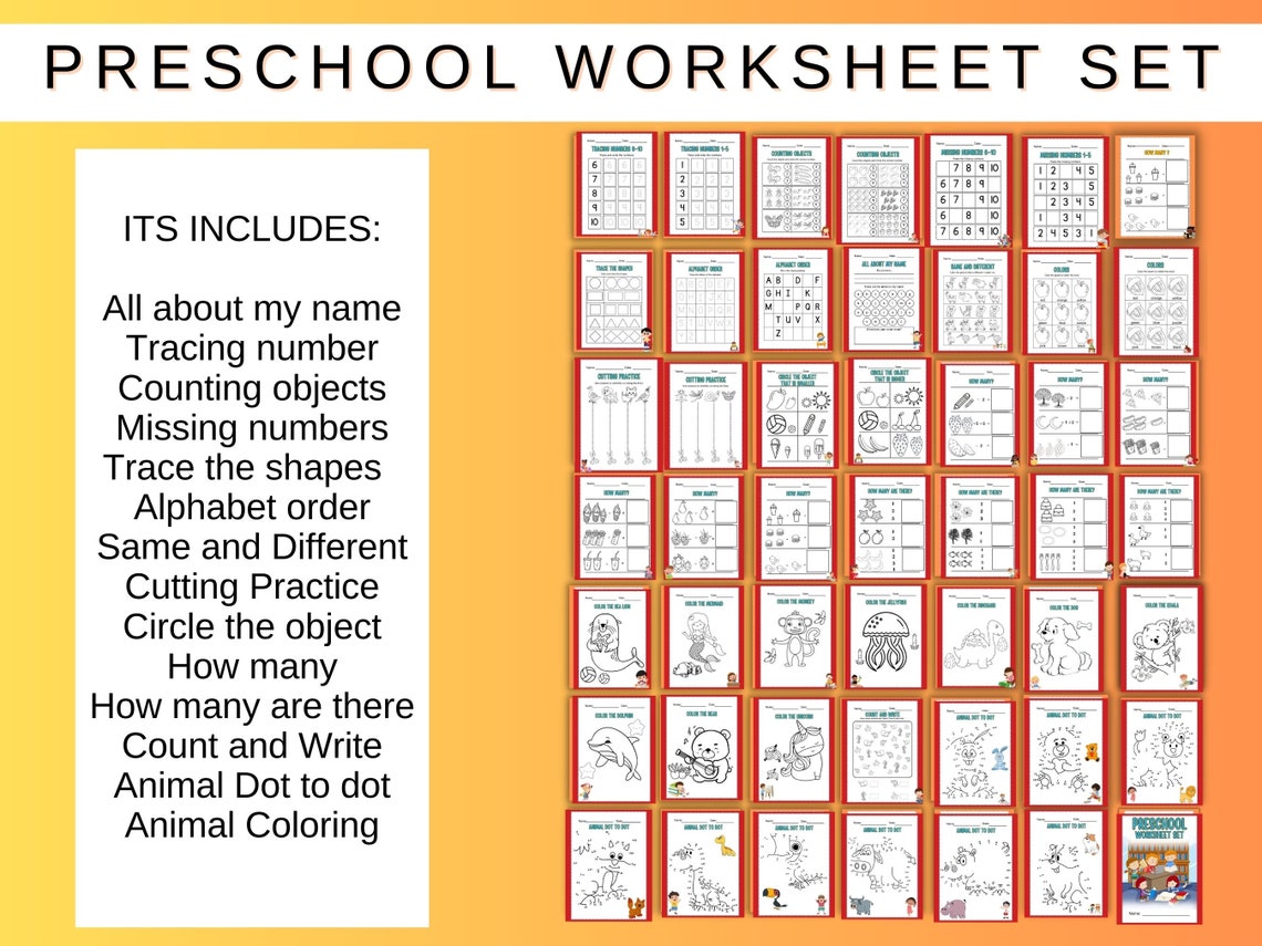 Printable Preschool Worksheets Bundle/printable Preschool Pages/instant ...