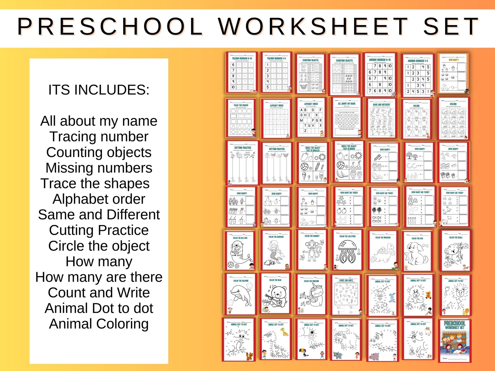Printable Preschool Worksheets Bundle/printable Preschool Pages/instant ...