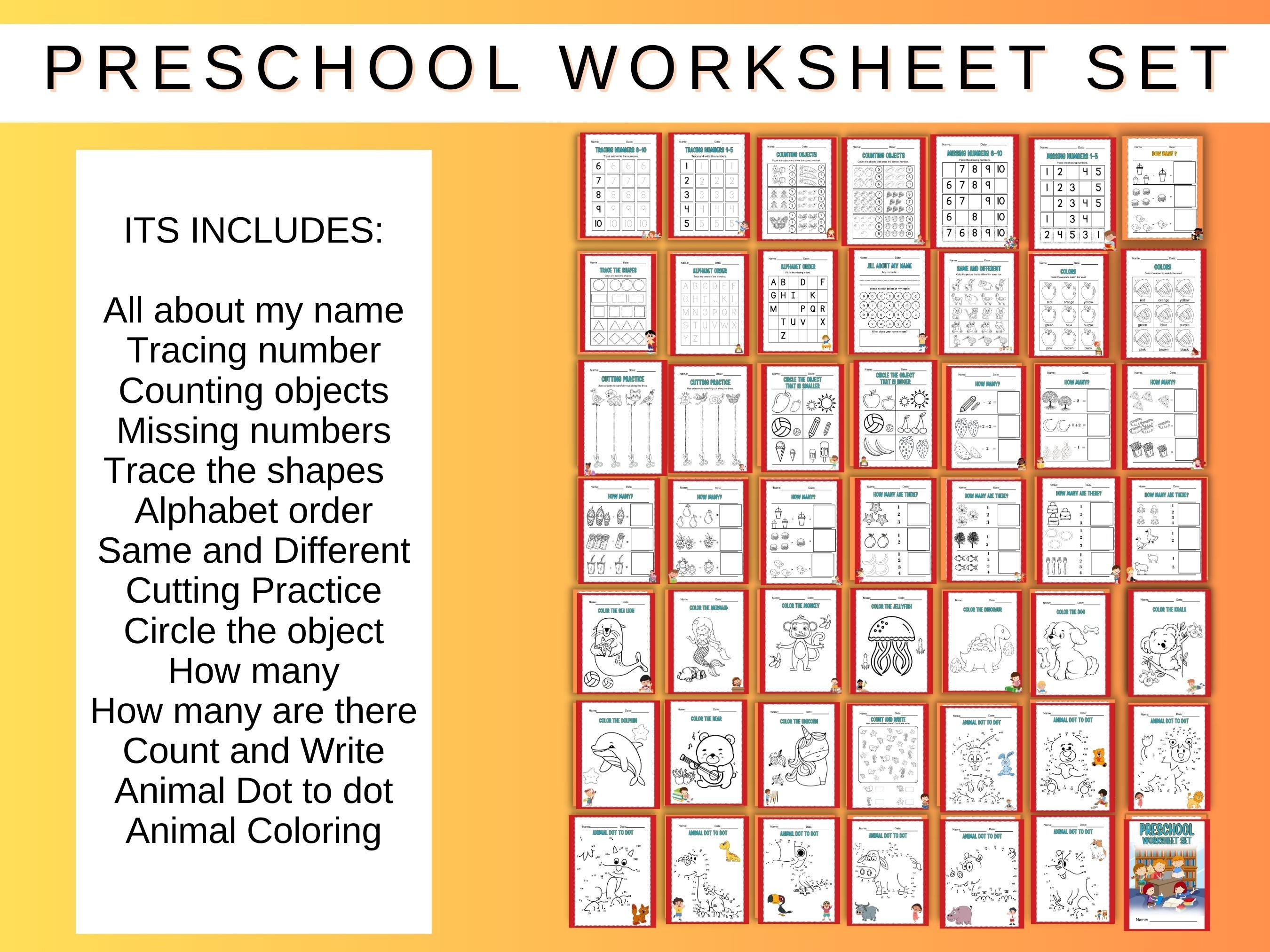 Printable Preschool Worksheets Bundle/printable Preschool Pages/instant ...