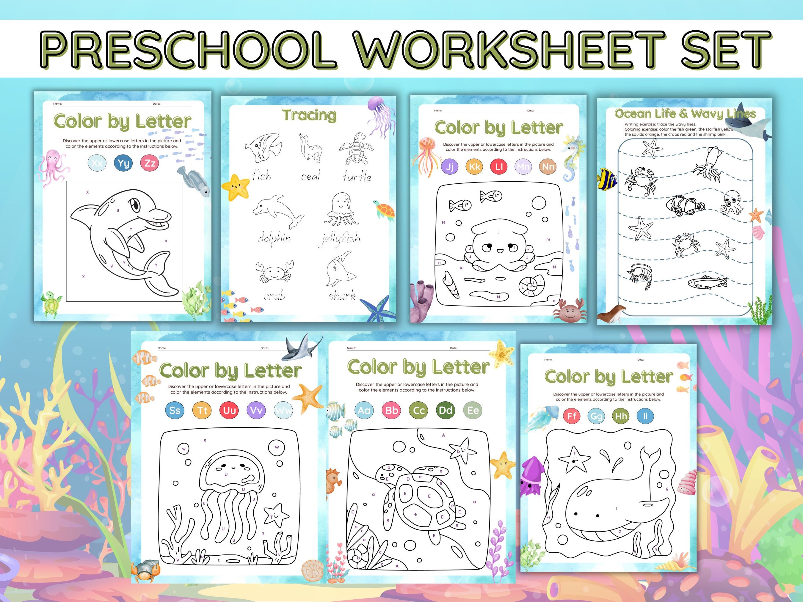 Printable Preschool Worksheets Bundle/under the Sea Preschool Pages ...