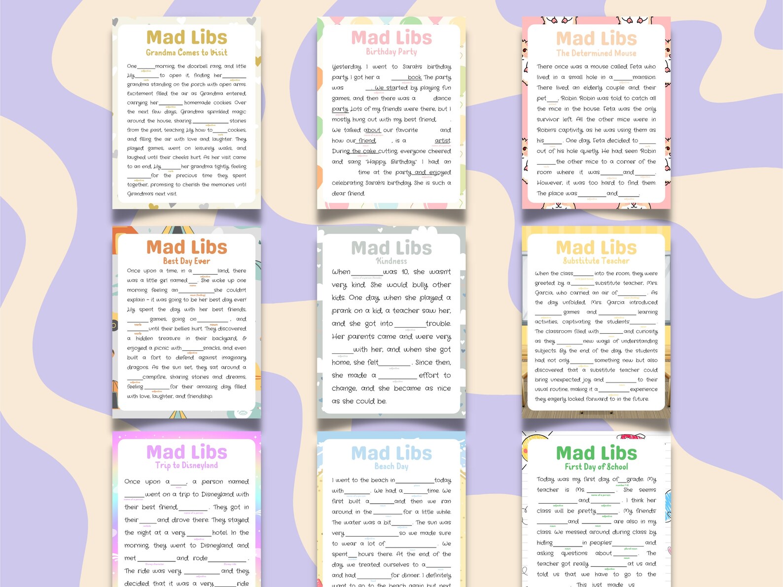 Kids Mad Libs/printable Pdf/instant Download/digital Download of 10 Printable Pages/kids Mad Lib ...