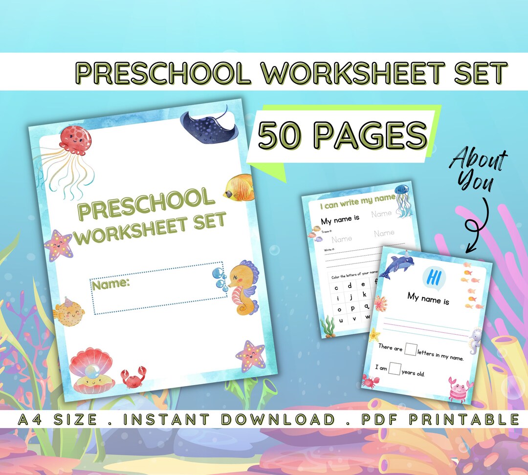 Printable Preschool Worksheets Bundle/under the Sea Preschool Pages ...
