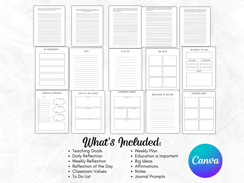 Teacher Journal Bundle Template/canva Journal Template/fully Editable ...
