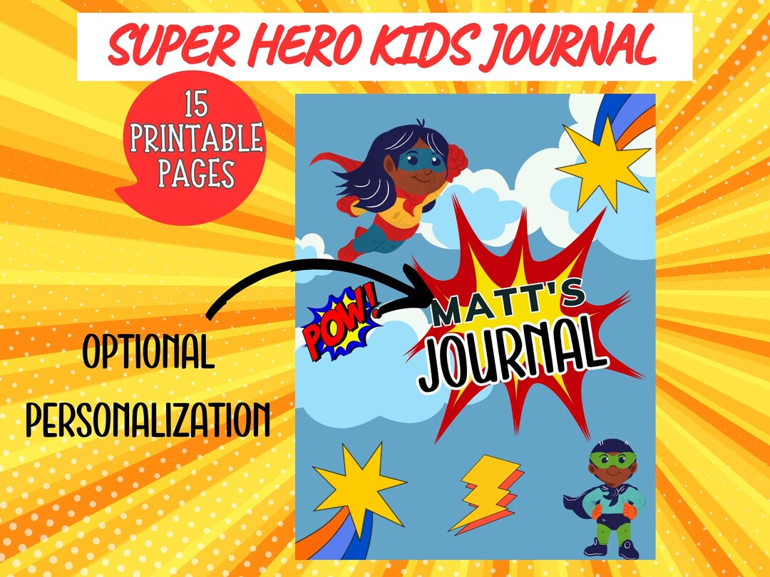 Kids Super Hero Journal/printable PDF Super Hero Journal/15-page Kids ...