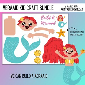 Mermaid Kid's Craft Activity Bundle/printable Pdf/9-page Kids Mermaid ...