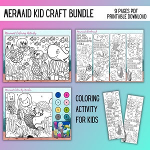 Mermaid Kid's Craft Activity Bundle/printable Pdf/9-page Kids Mermaid ...