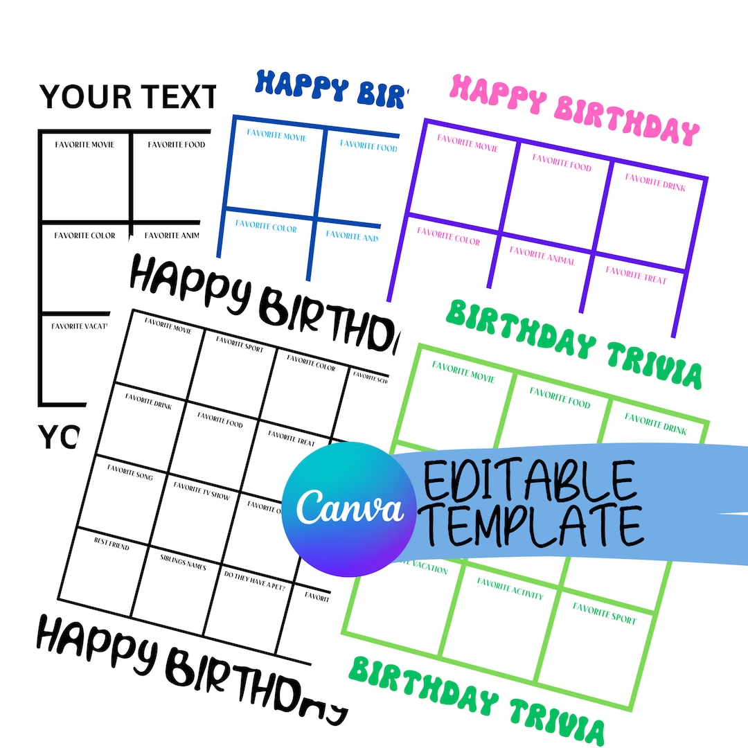 Printable Editable Birthday Trivia/printable Pdf/instant Download ...