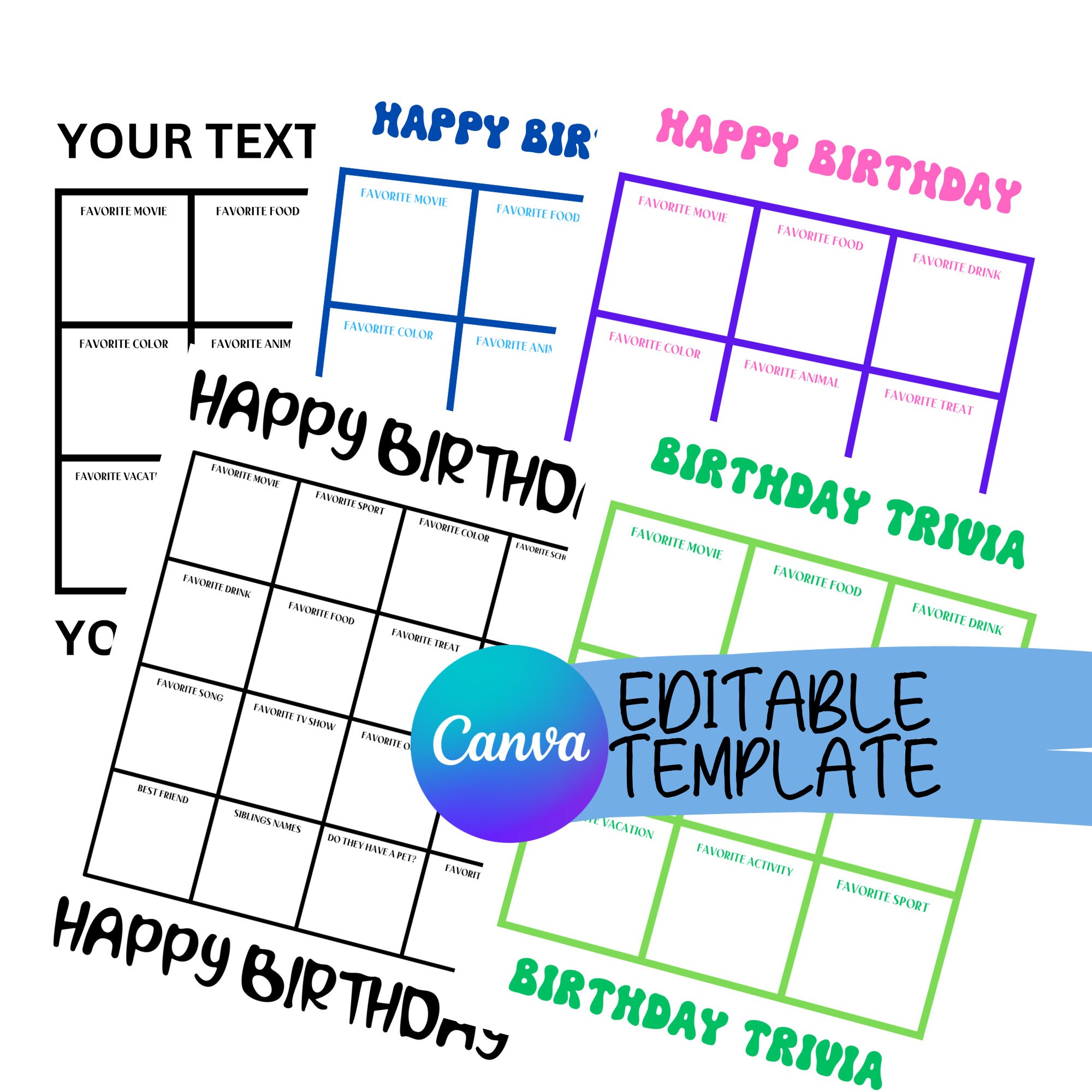 Printable Editable Birthday Trivia/printable Pdf/instant Download ...
