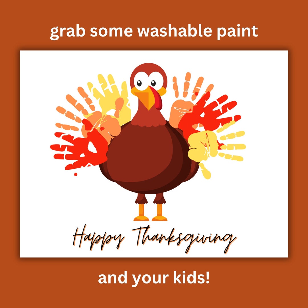 Printable Thanksgiving Kids Crafts/turkey Paint Hand - Etsy