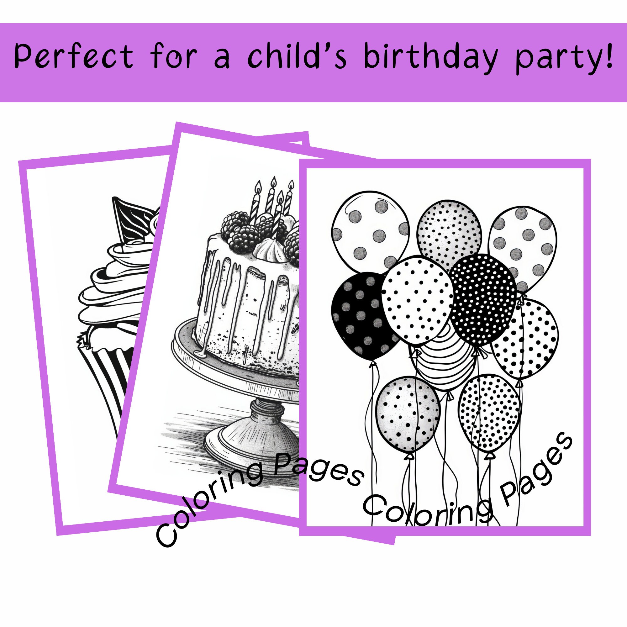 Printable Birthday Party Coloring Books/little Boy Little Girl Coloring ...