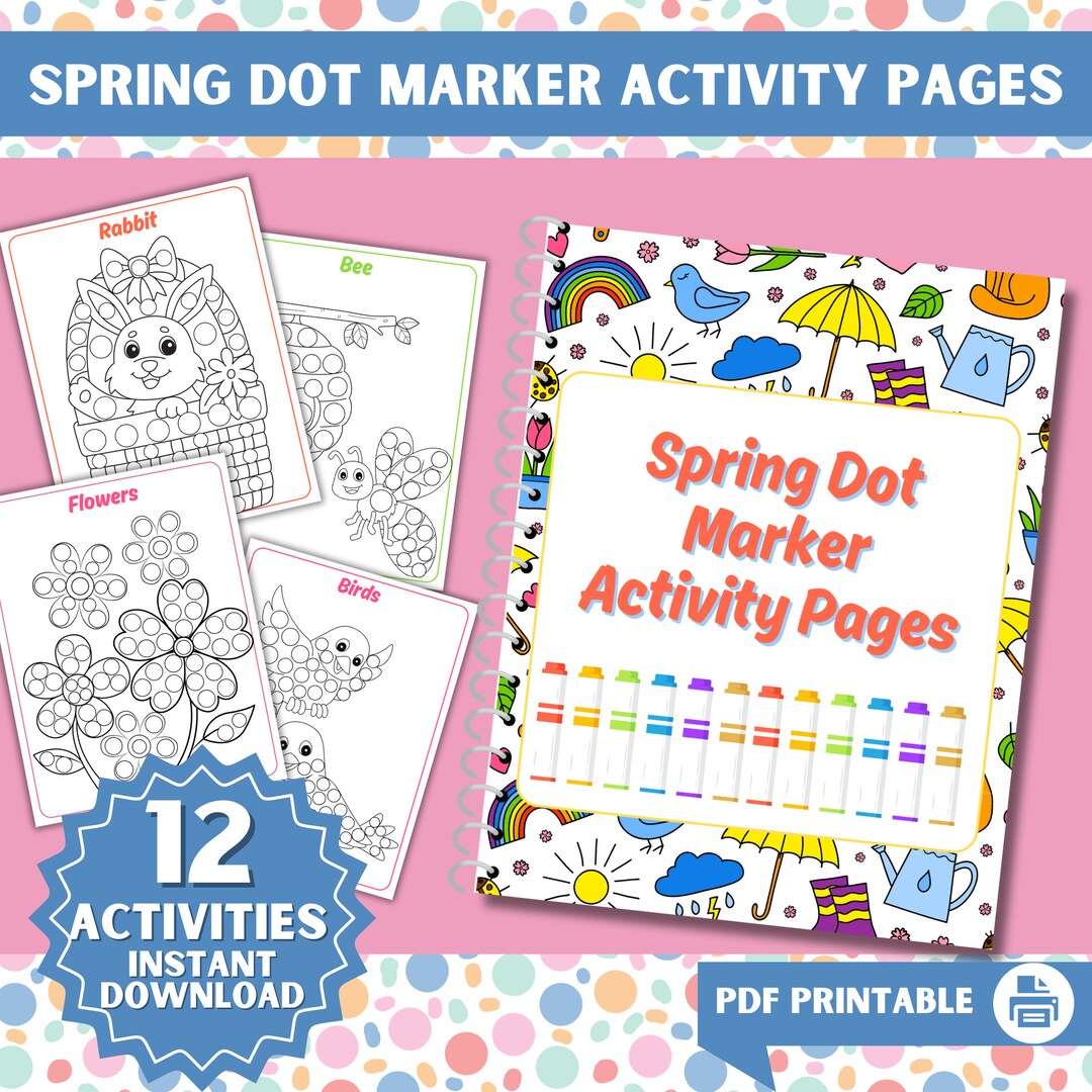 Spring Dot Activity Pages/kids Dot Marker Coloring Pages/kids Spring ...