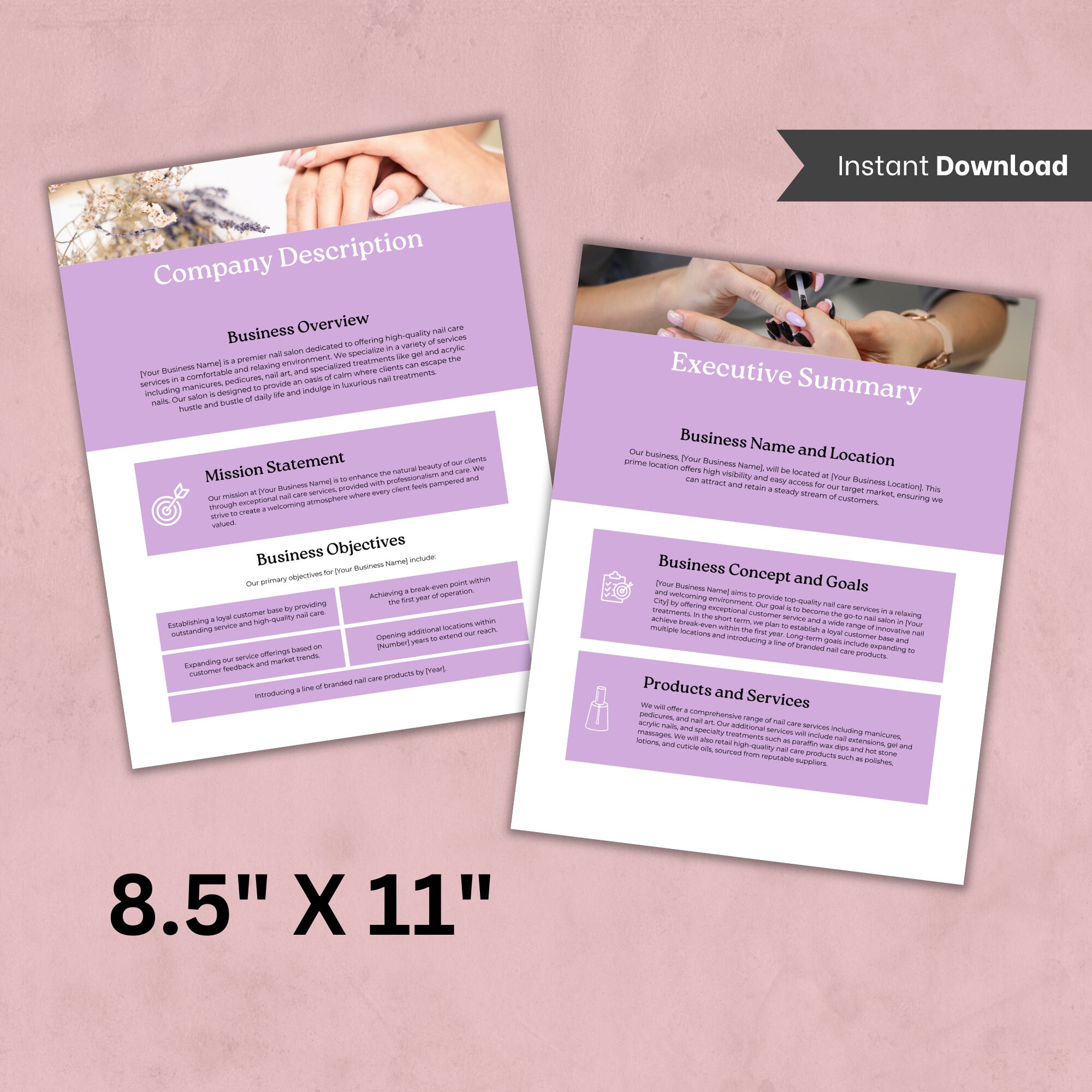 EDITABLE Printable Nail Business Plan Template/editable Worksheets PDF ...