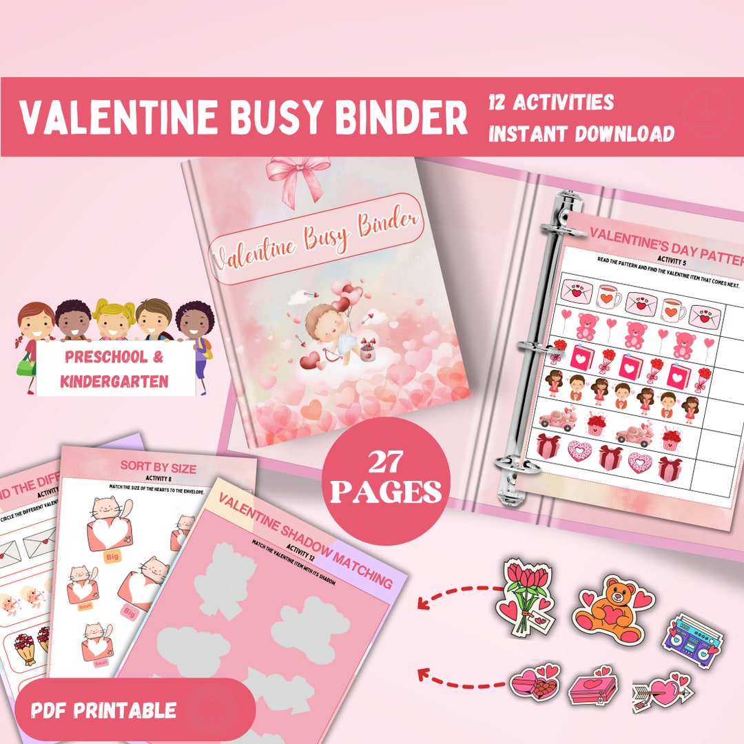 Printable Valentine's Day Busy Binder/27-page Valentine's Kids ...