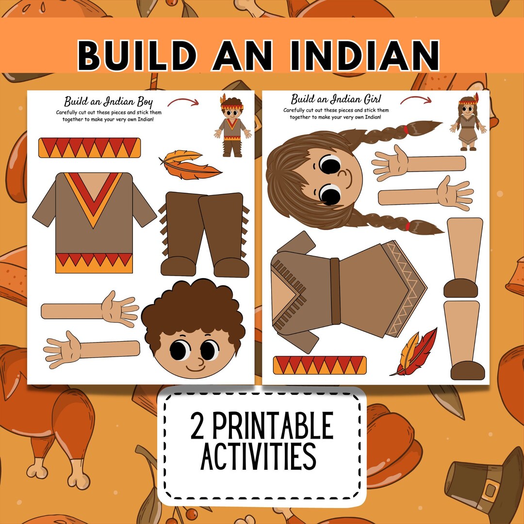 Printable Kids Crafts/Printable Build An Indian Craft/Homeschool Craft ...