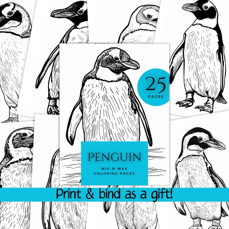 Printable Penguin Coloring Book Pages/adult Coloring Book Pages/kids ...