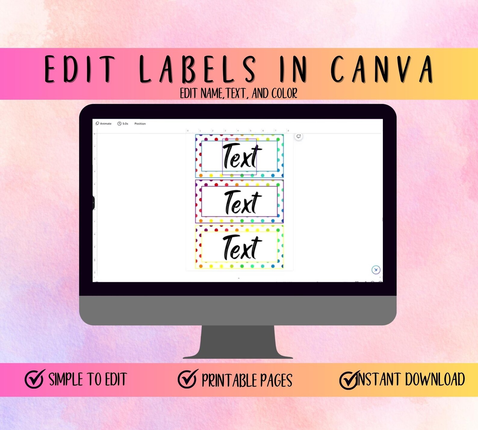 Printable Blank Labels Set/30 Printable Stickers/watercolor Blank ...