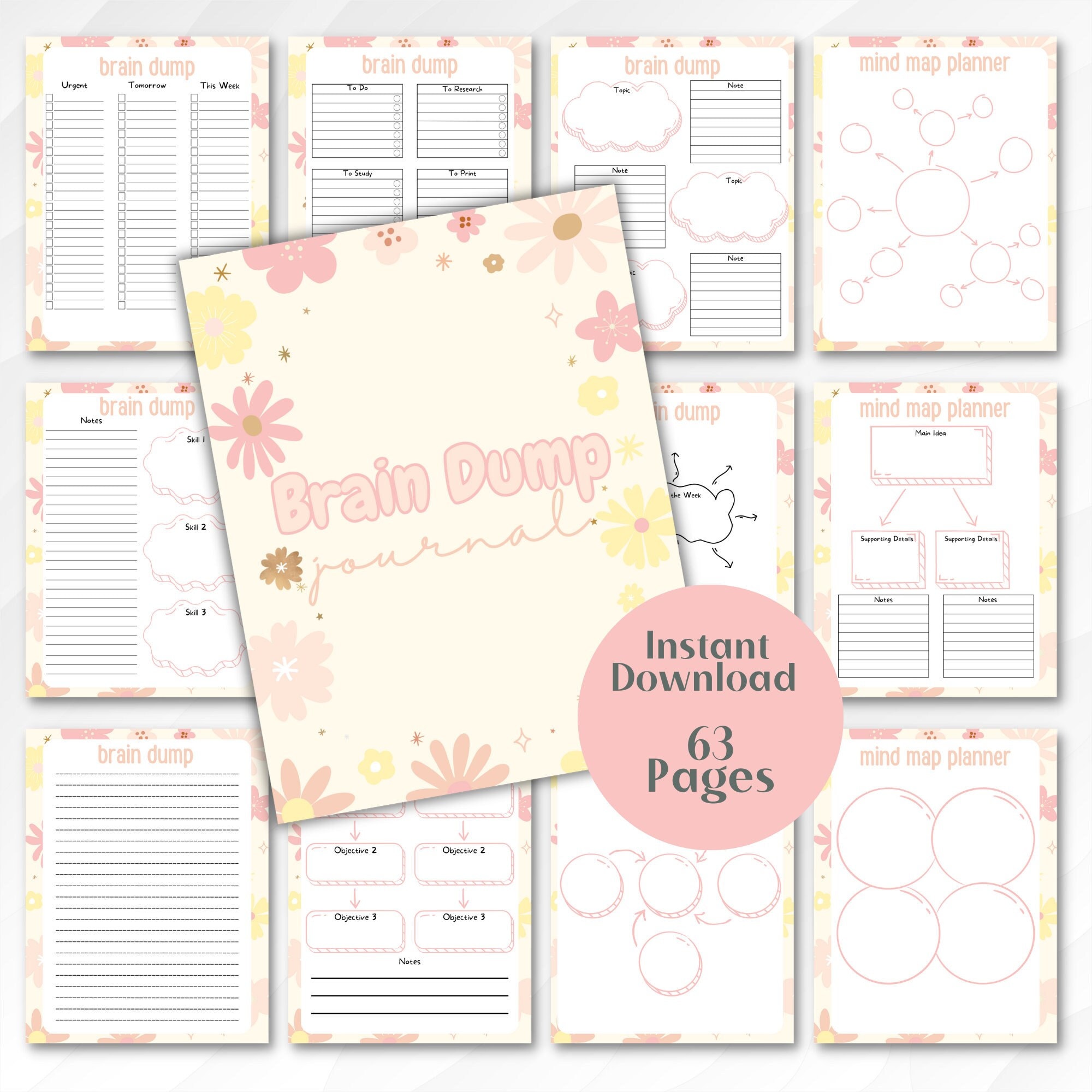 Printable Brain Dump Journal/63-page Journal/mental Health Journal ...
