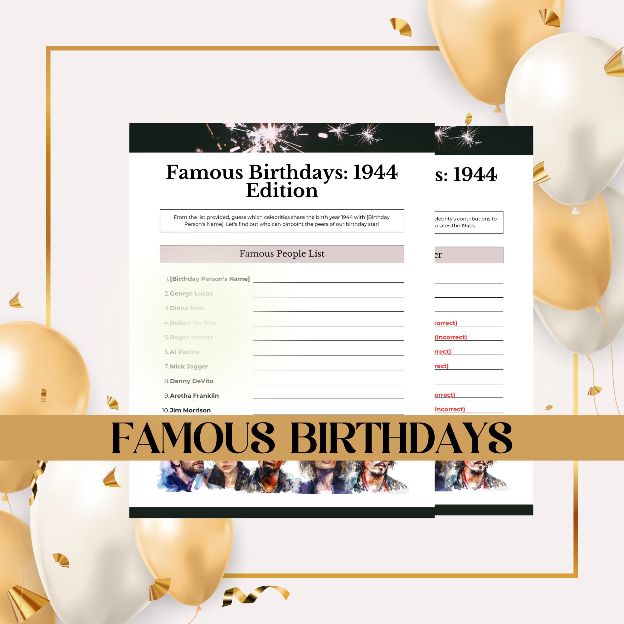 Printable 1954 Games/70th Birthday Party Games/guess the Song Game ...