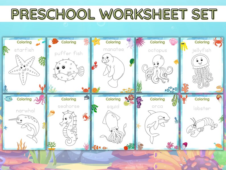 Printable Preschool Worksheets Bundle/under the Sea Preschool Pages ...