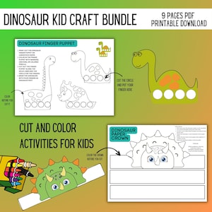 Dinosaur Kid's Craft Activity Bundle/printable Pdf/9-page Kids Dinosaur ...