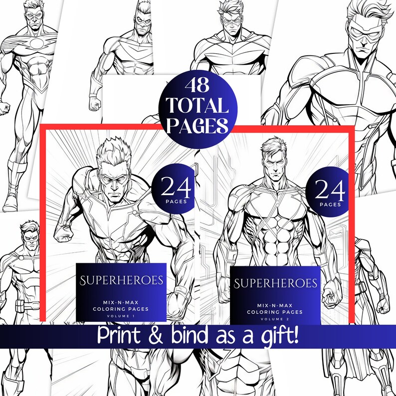 Printable Super Heroes Coloring Book Pages/adult and Kids Coloring ...