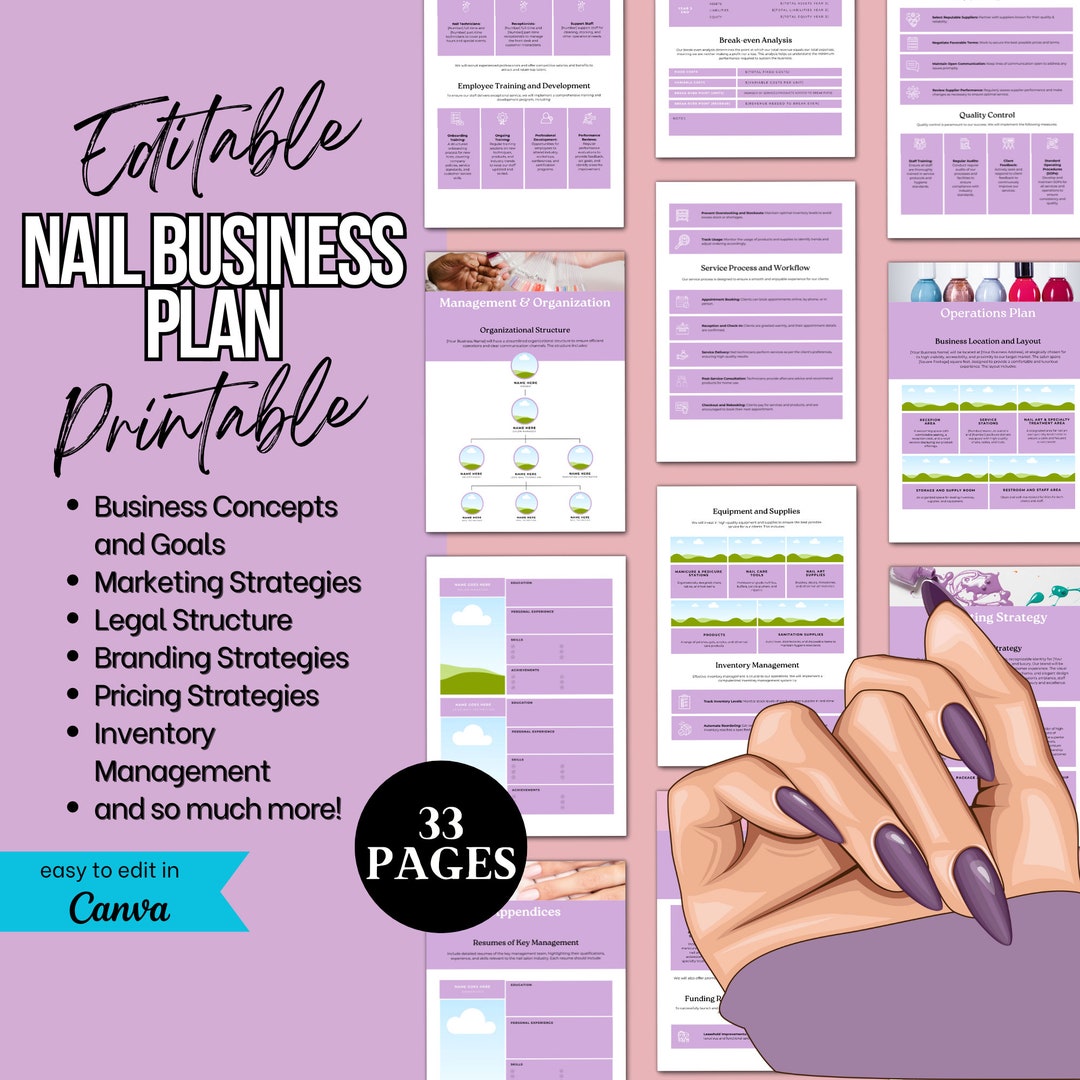 EDITABLE Printable Nail Business Plan Template/editable Worksheets PDF ...