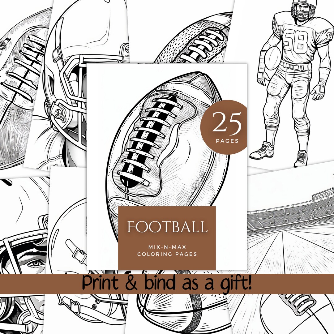 Printable Football Coloring Book Pages/adult Coloring Book Pages/kids ...