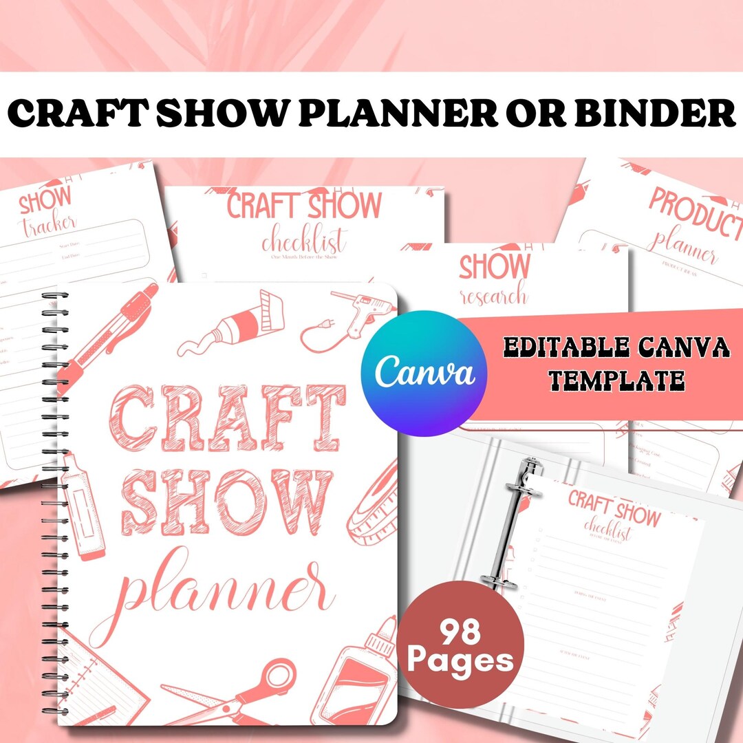 Editable Craft Show Planner Template/coral Craft Fair Planner/landscape ...