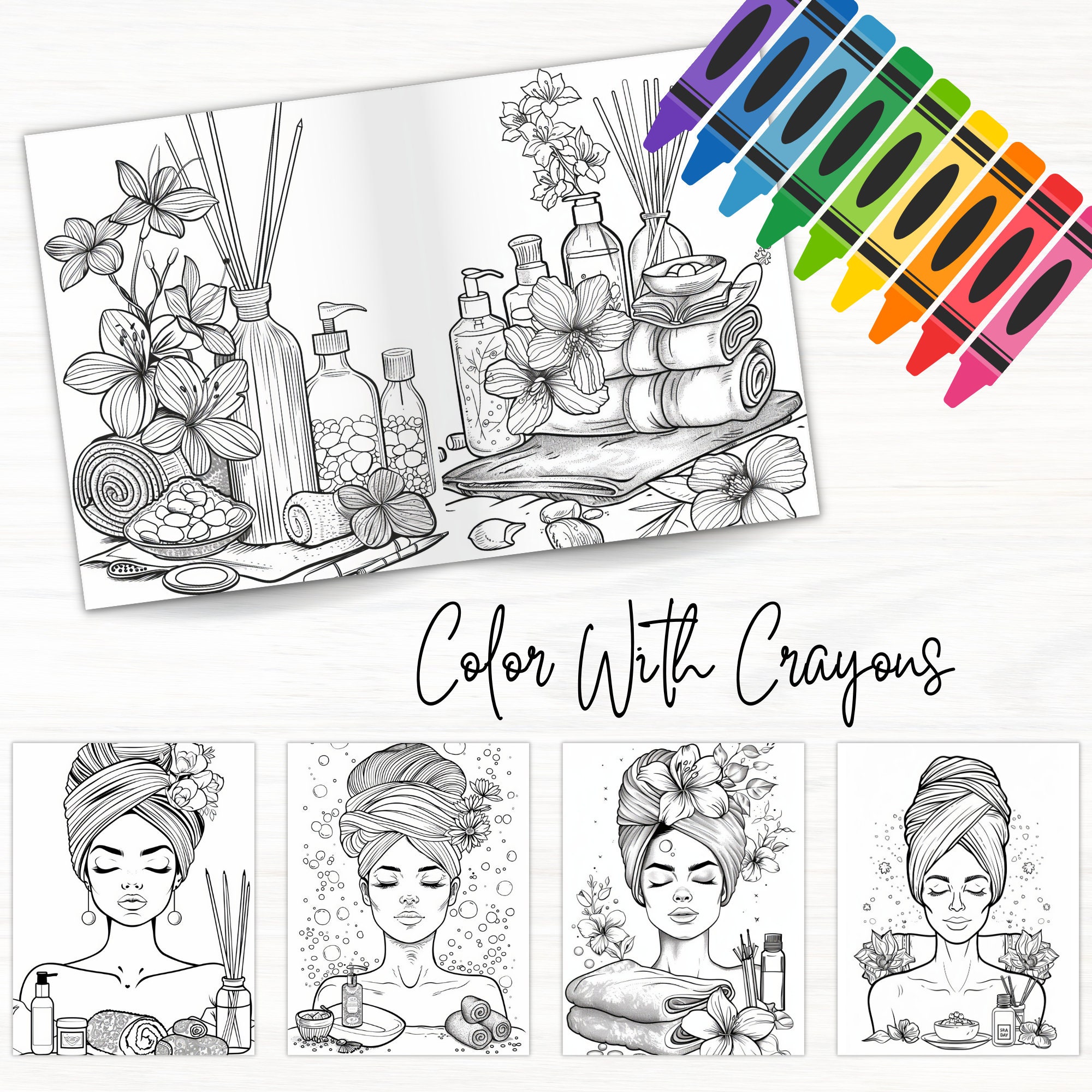 Printable Spa Day Coloring Pages/24 Pages/adult Day at the Spa Coloring ...