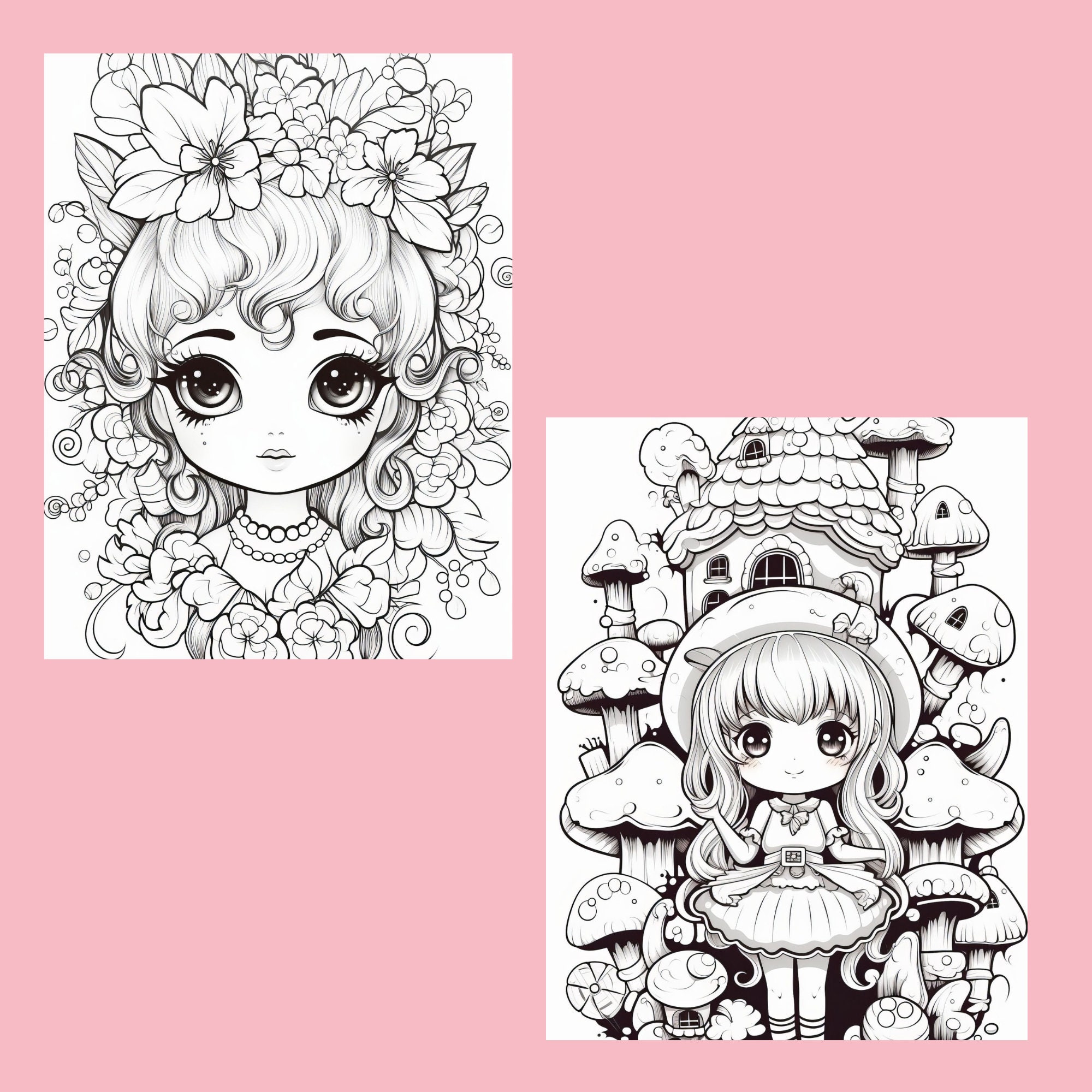 Printable Cute Kawaii Fantasy Coloring Pages/33 Adorable Coloring Pages ...