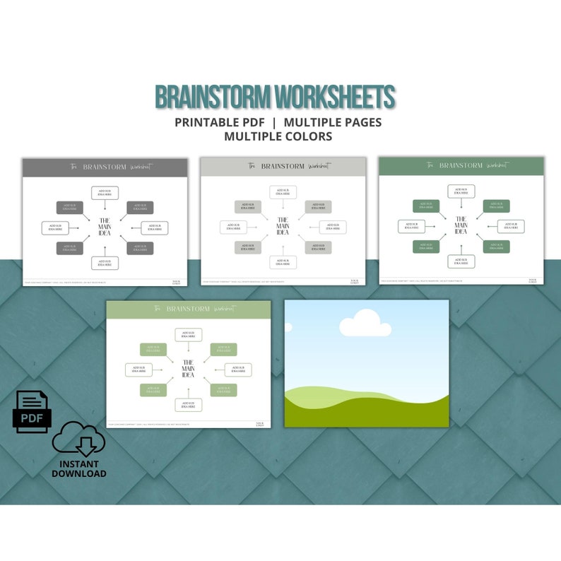 Editable Brainstorm Worksheet Templates/fully Editable Canva Template ...
