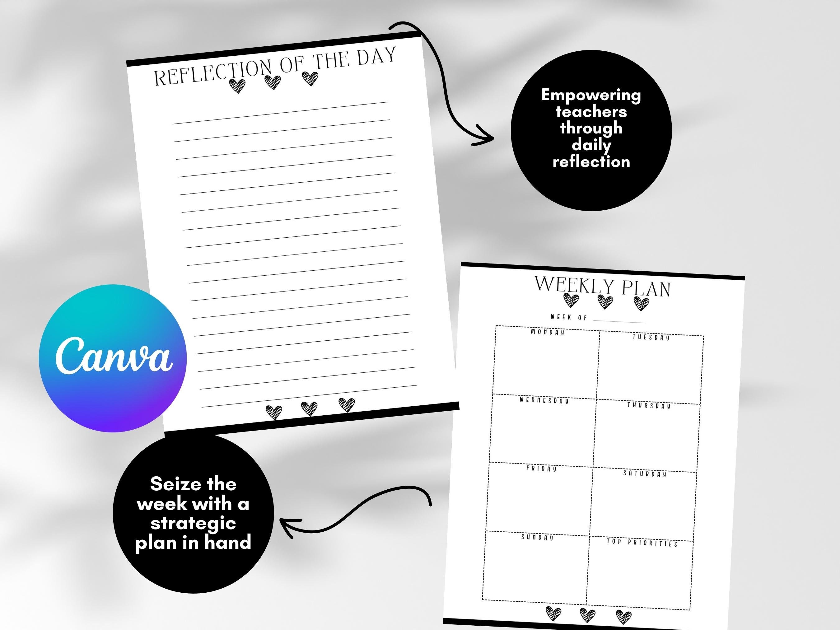 Teacher Journal Bundle Template/canva Journal Template/fully Editable ...